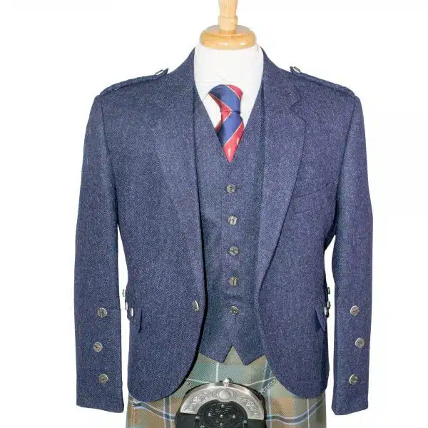 Braemar Style Lomond Blue Tweed Jacket & Vest - Henderson Imports
