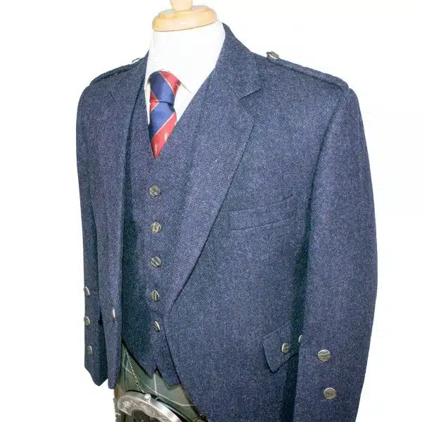 Braemar Style Lomond Blue Tweed Jacket & Vest - Henderson Imports